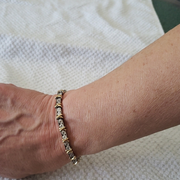 QVC | Jewelry | Elegant Gold And Diamonique Stone Tennis Bracelet ...